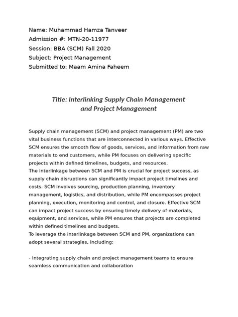 Hamza Tanveer Pm Assignment Pdf