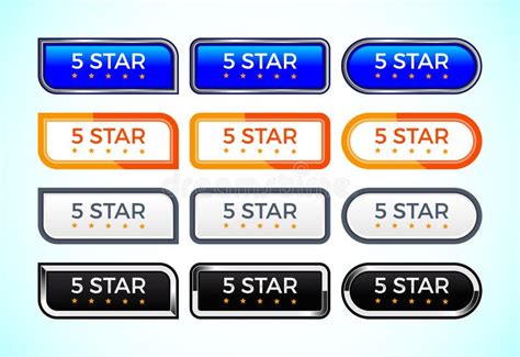 5 Star Button Set Of Different Shapes And Colors Suitable For Mobile App And Website Ui Design