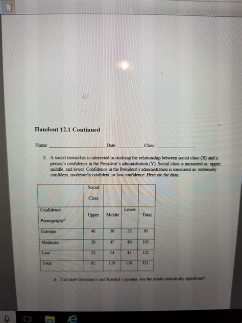 Solved Handout 12 1 Name Date Nonparametric Meases Of Chegg Com