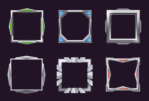 Premium Vector Game Ui Square Frame Silver Frames With Colorful Gemstones