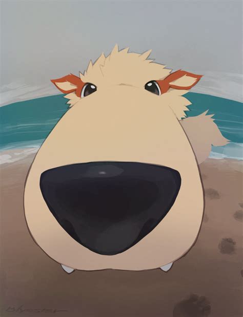 Olyester Arcanine Nintendo Pokemon Beach Black Eyes Dog Fangs