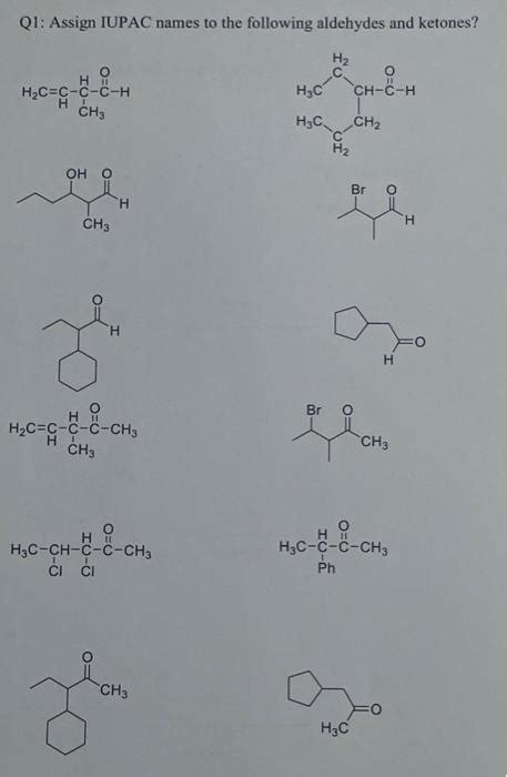 Solved Q1: Assign IUPAC names to the following aldehydes and | Chegg.com