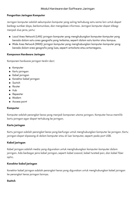 Modul Hardware Dan Software Jaringan Modul Hardware Dan Software