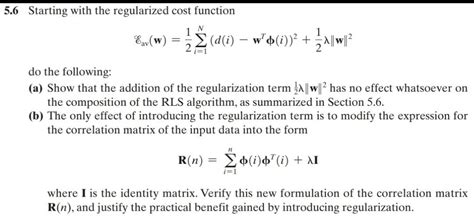 Solved 5 6 Starting With The Regularized Cost Function