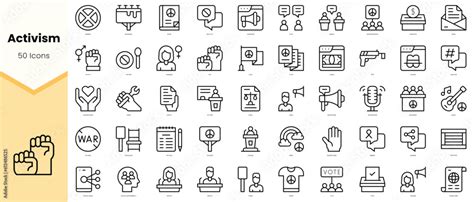 Set Of Activism Icons Simple Line Art Style Icons Pack Vector Illustration Stock Vector