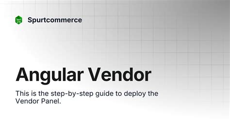 Angular Vendor Spurtcommerce