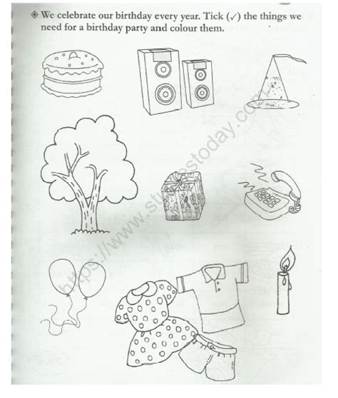 Cbse Class 1 Evs Birthday Party Worksheet