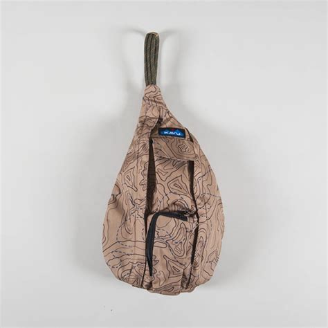 Kavu Mini Rope Sling Shoulder Bag Sea Map Brown