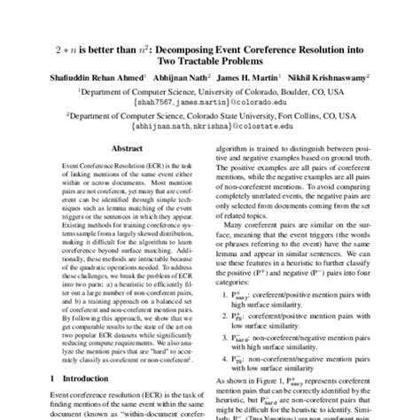 2n Is Better Than N2 Decomposing Event Coreference Resolution Into Two Tractable Problems