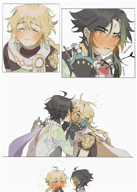 Aether And Xiao Genshin Impact Drawn By Flanpu Danbooru