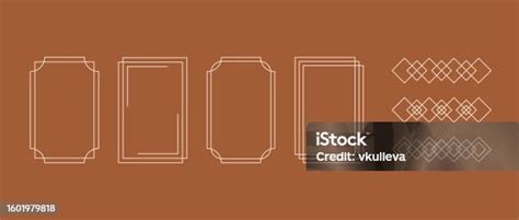 보헤미안 스타일의 리니어 프레임 컬렉션 보헤미안 장식 기하학적 테두리와 배지 로고 카드 포스터 배너 포스트 디자인 템플릿에 대한 요소 세트 테라코타 패턴 팩 벡터 거울에