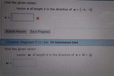 Solved Find The Given Vector Vector V Of Length In The Chegg
