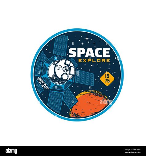 Space Adventure And Galaxy Explore Icon With Orbital Station Satellite Vector Spaceflight