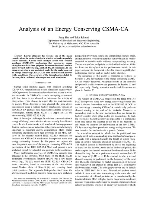 Pdf Analysis Of An Energy Conserving Csma Ca