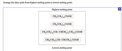 Solved Arrange The Fatty Acids From Highest Melting Point To Lowest Melting Point Highest