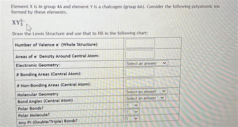 solved element x is in group 4a and element y is a chalcogen
