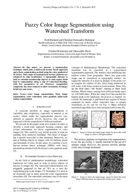 Pdf Fuzzy Color Image Segmentation Using Watershed Transform