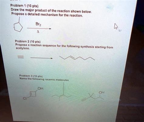 solved problem 10 pts draw the major product of the reaction shown