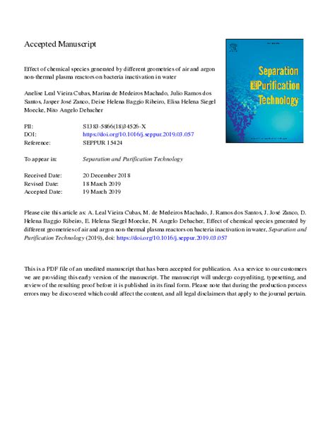 Pdf Effect Of Chemical Species Generated By Different Geometries Of