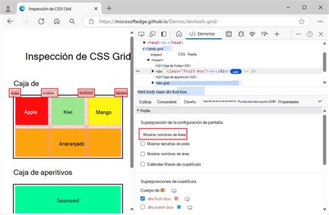 Inspección De Css Grid Microsoft Edge Developer Documentation