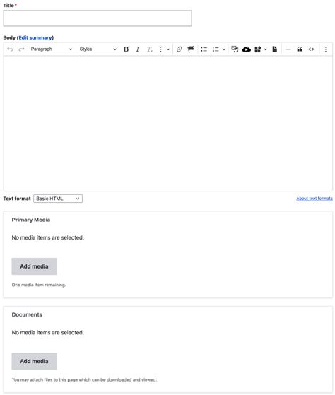Basic Page Content Type Sitefarm