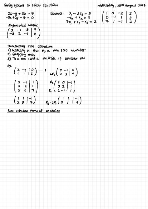Linear Lecture Notes Part 4 Sowing Systems Of Linear Equations