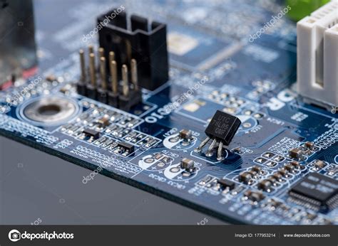 Selective Focus Various Details Computer Motherboard Stock Photo