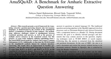 Paper Page Amasquad A Benchmark For Amharic Extractive Question