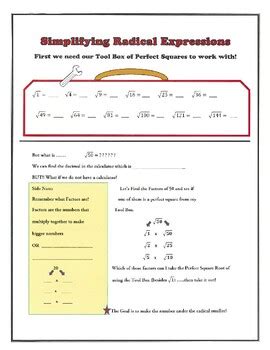 Simplifying Radical Expressions Notes And Practice For Distance Learning