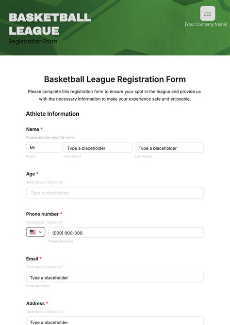 Free Registration Form Template To Edit Online