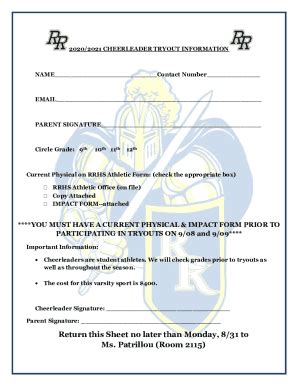 Fillable Online Cheer Information Sheet Pdf Fax Email Print PdfFiller