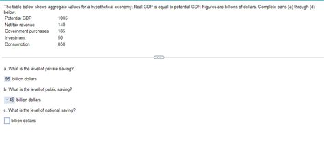 solved the table below shows aggregate values for a