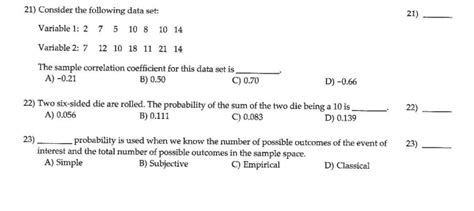 solved 21 consider the following data set variable 1 2 7