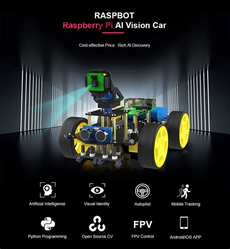 Yahboom Raspbot Ai Vision Robot Car With Fpv Camera For Raspberry Pi 4