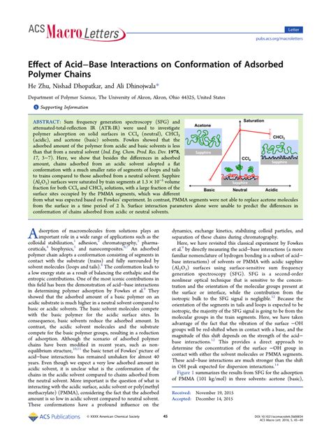 Pdf Effect Of Acidbase Interactions On Conformation Of Adsorbed