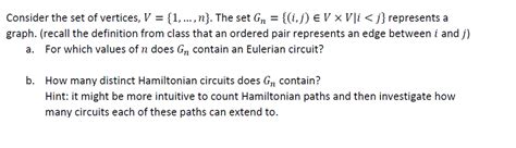 solved consider the set of vertices v {1 n} the set