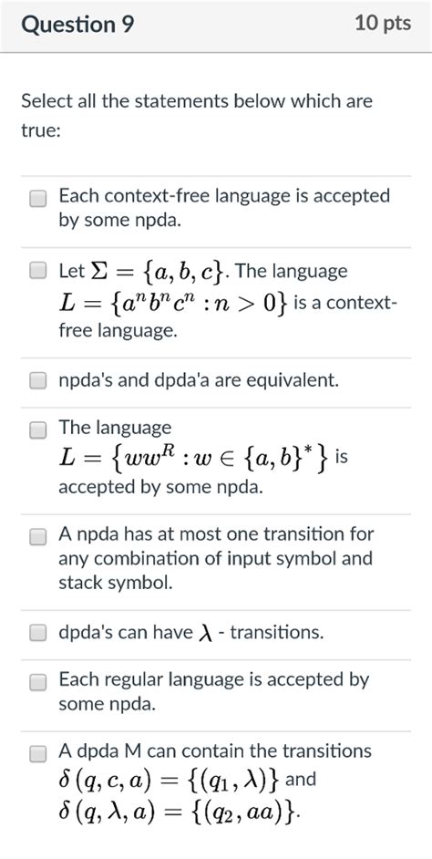 solved question 1 10 pts which of the following are