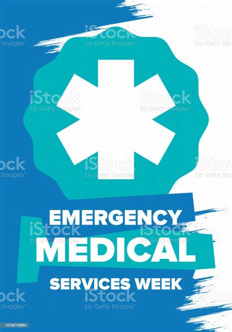 5 월 응급 의료 서비스 주간 미국에서 매년 축하 제어 및 보호 의료 의료 디자인 포스터 카드 배너 및 배경 벡터 일러스트레이션 5월에 대한 스톡 벡터 아트 및 기타 이미지