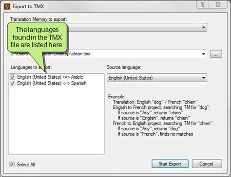 Exporting TMX Files