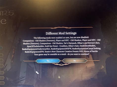 Different Mod Settings Rbaldursgate3
