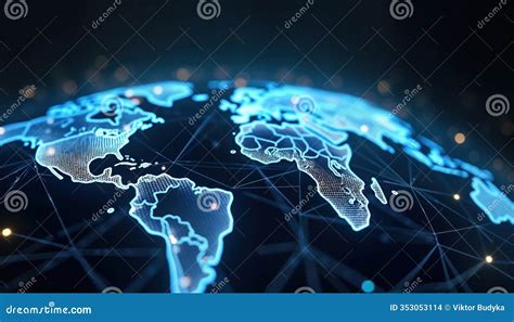 Global Digital Map Display Futuristic Tech World Map World Connections Abstract