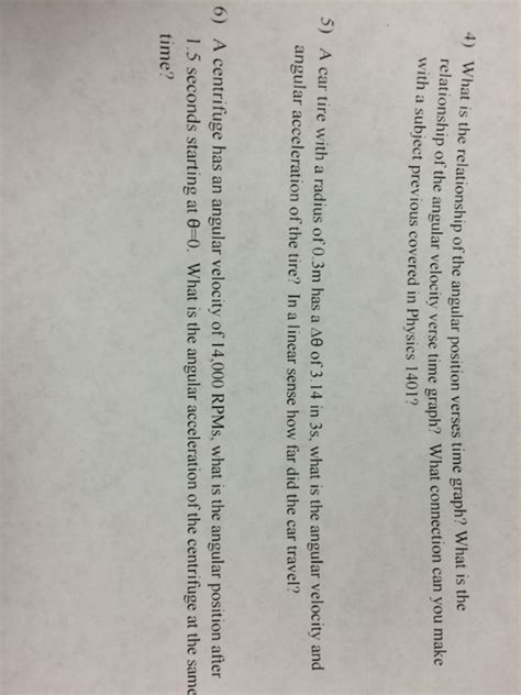 Solved What Is The Relationship Of The Angular Position Chegg Com