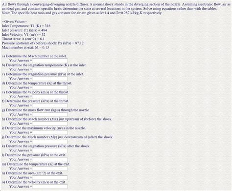 Solved Air Flows Through A Converging Diverging