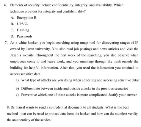 Solved Elements Of Security Include Confidentiality Chegg Com