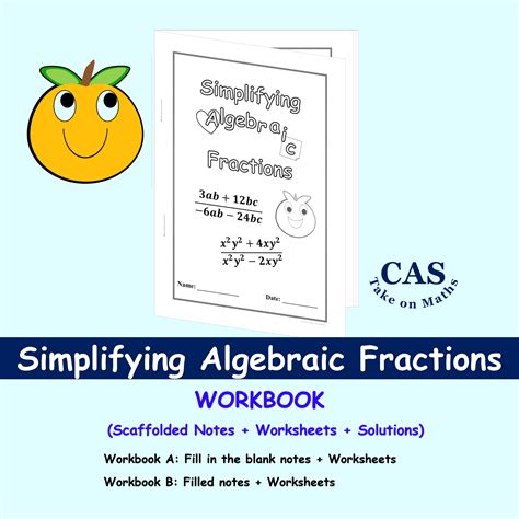 Year 9 To 12 Simplifying Algebraic Fractions Workbook Australian