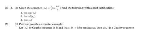 solved [5] 3 a given the sequence 8n cos find the