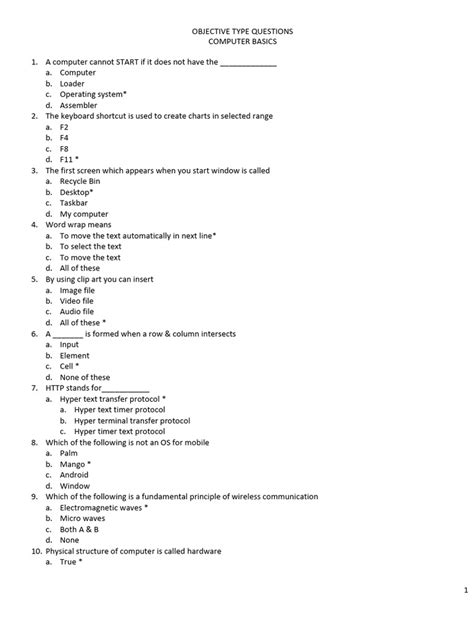 Mcq Basics Download Free Pdf Microsoft Excel Microsoft Word