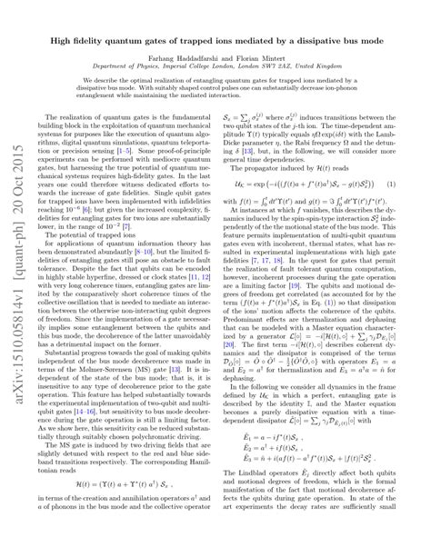 pdf high fidelity quantum gates of trapped ions mediated by a