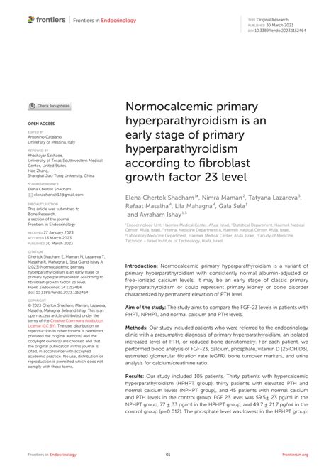 Pdf Normocalcemic Primary Hyperparathyroidism Is An Early Stage Of