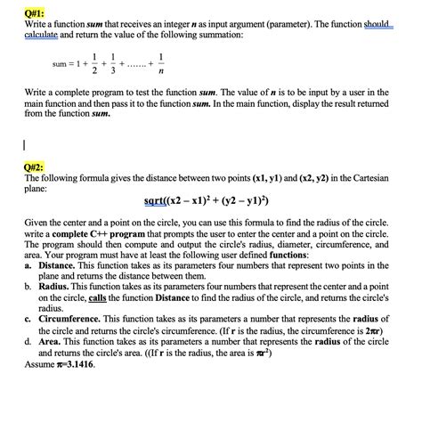 Solved Q1 Write A Function Sum That Receives An Integer N